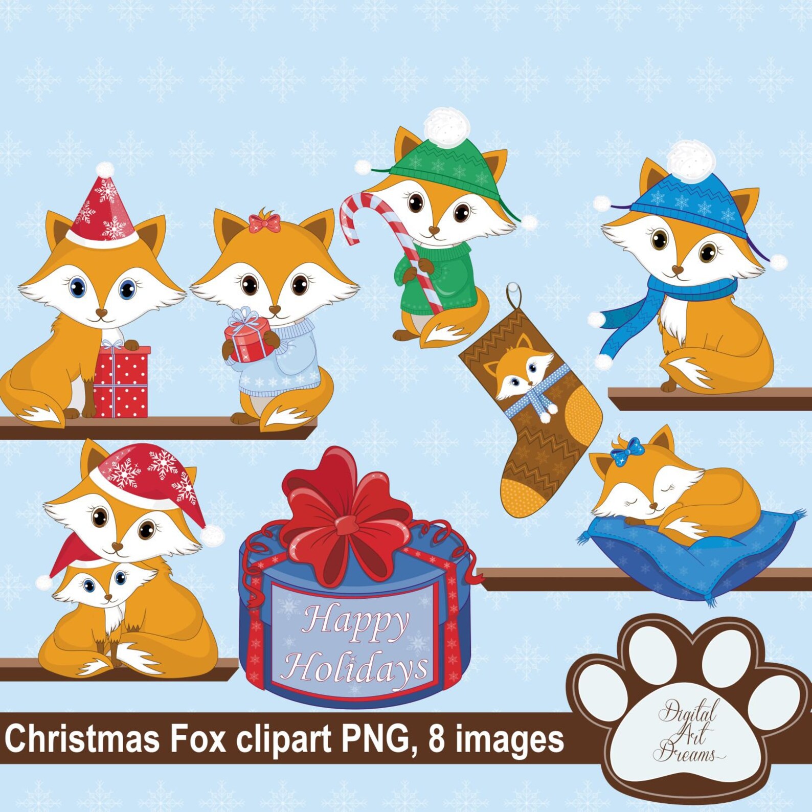 Woodland Fox Clipart Cute Foxes PNG Baby Fox Graphics - Etsy