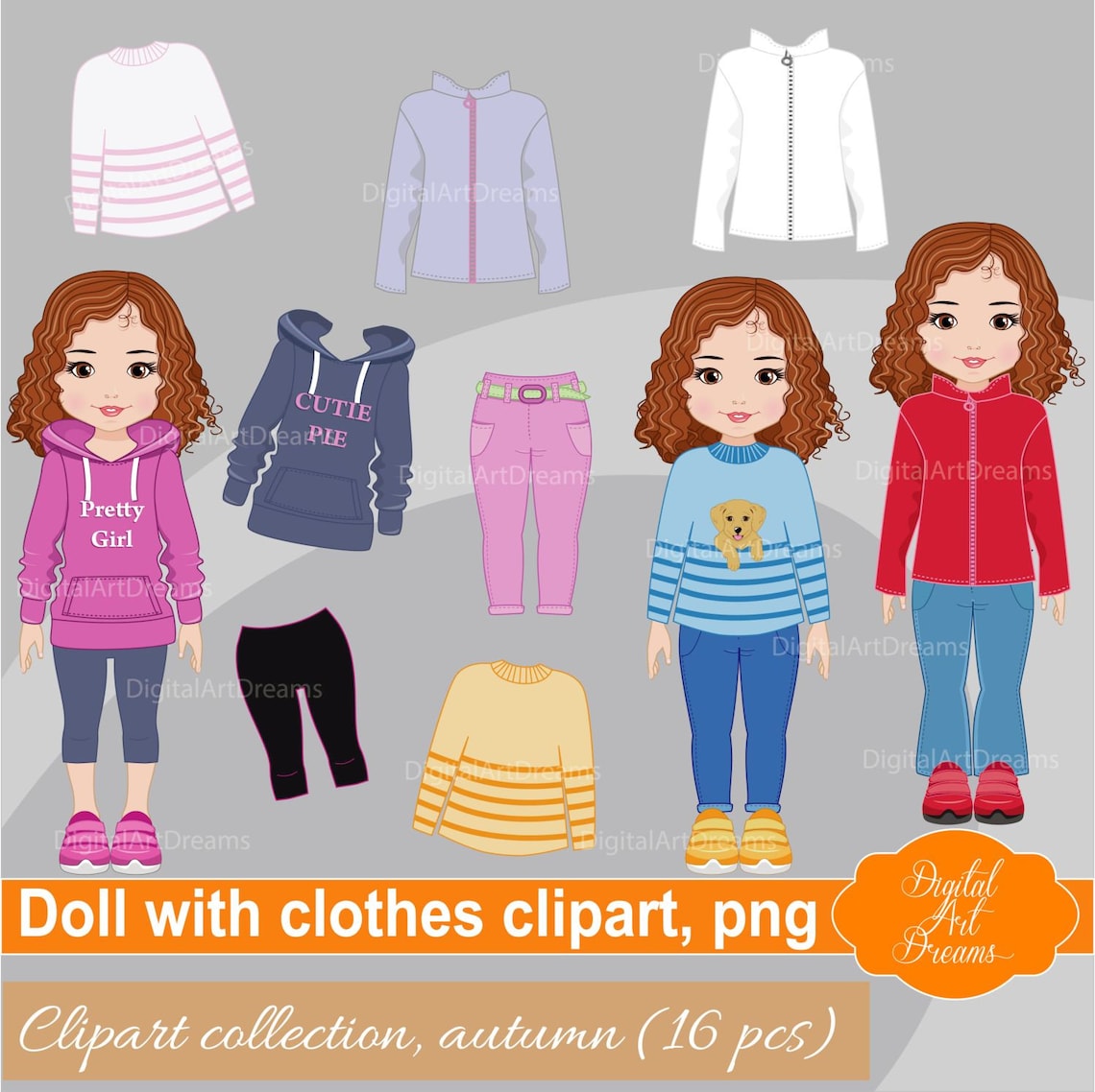 Paper Doll Clipart Little Girl Dress up Clip Art Cute - Etsy