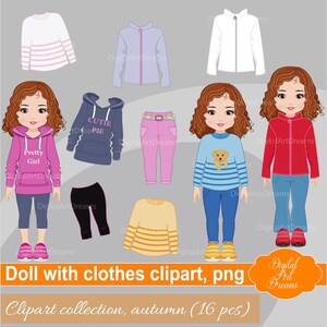 Paper Doll Clipart, Little Girl Dress up Clip Art, Cute Character ...