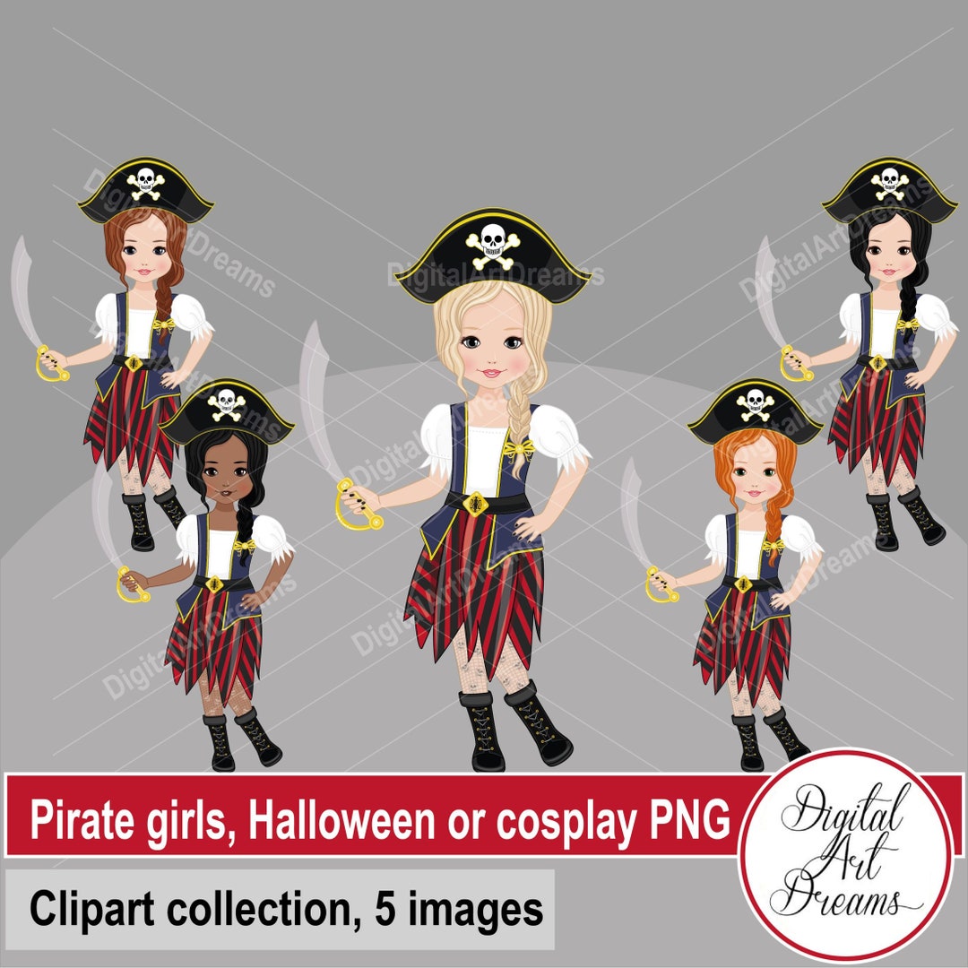 Cute Pirate Clipart - Girl Clipart - Character Design - Scrapbook ...