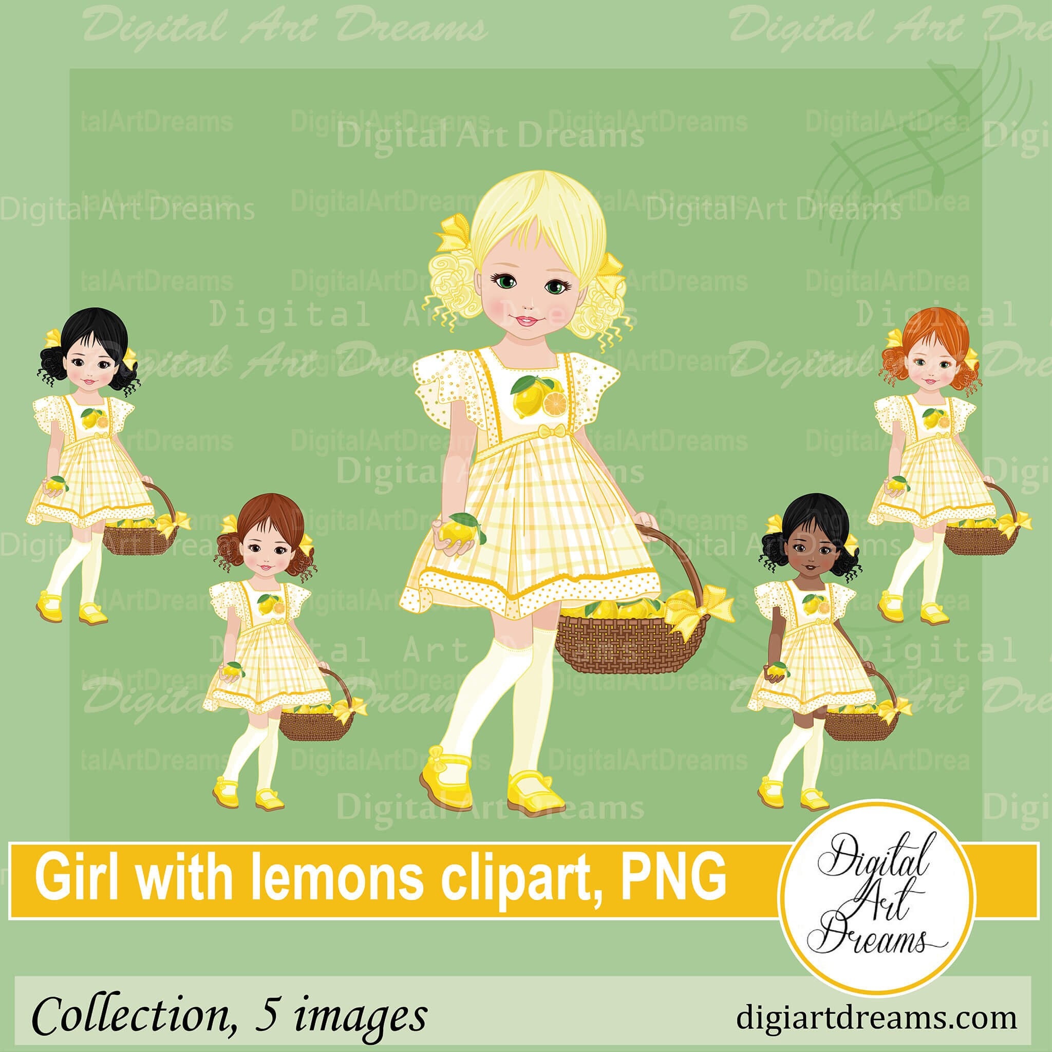 Girl With Lemons Clipart Lemon Images Little Girl Png Cute - Etsy