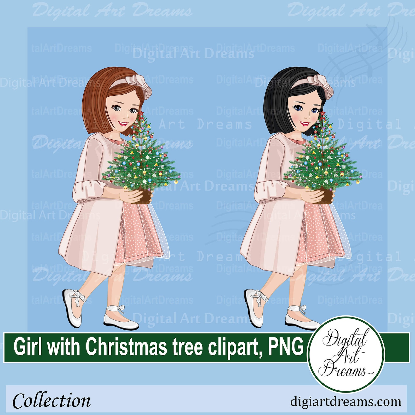 Christmas Clipart Little Girl Images Christmas Tree - Etsy