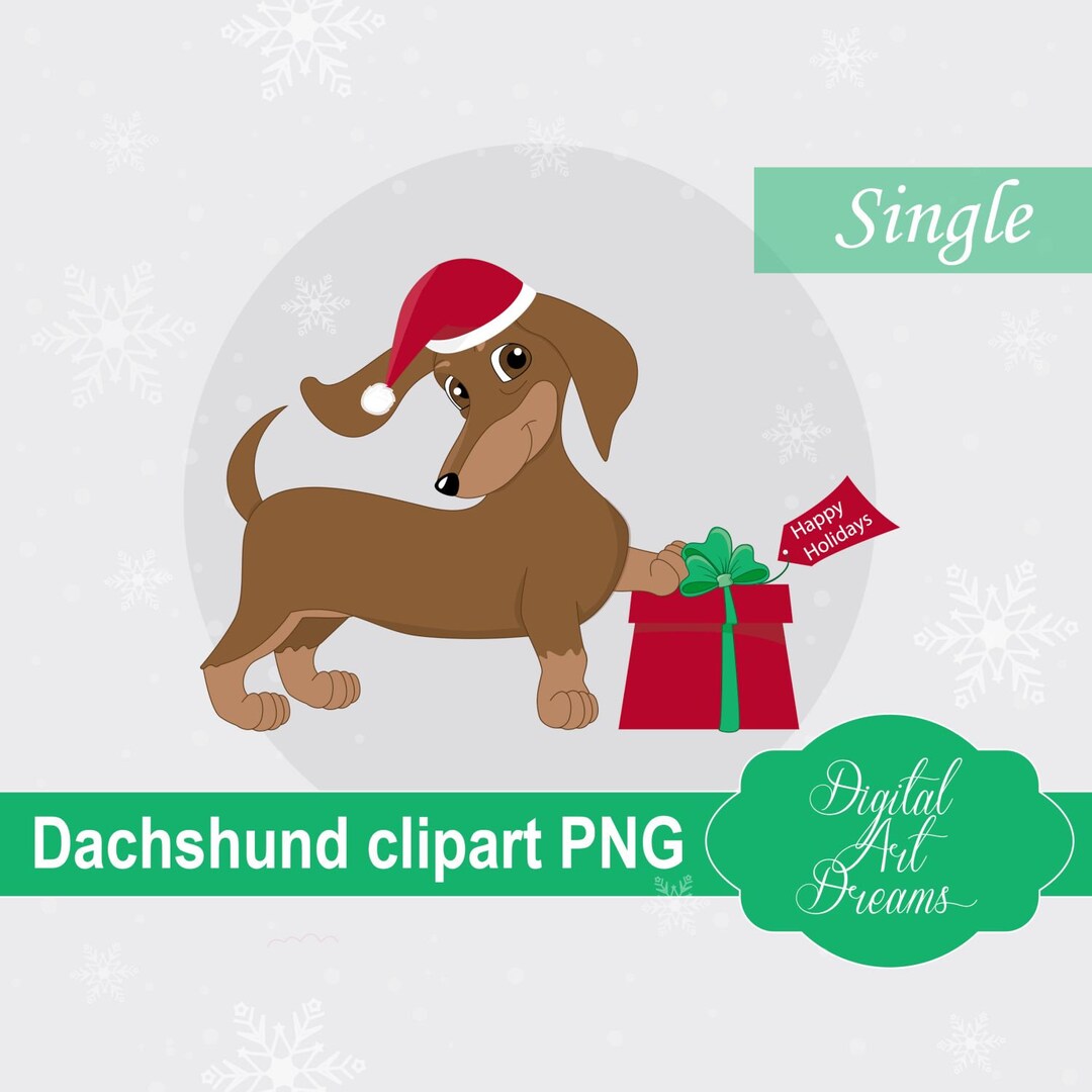 Dachshund Clipart, Cute Animals Graphics, Christmas Dog, Clip Art ...