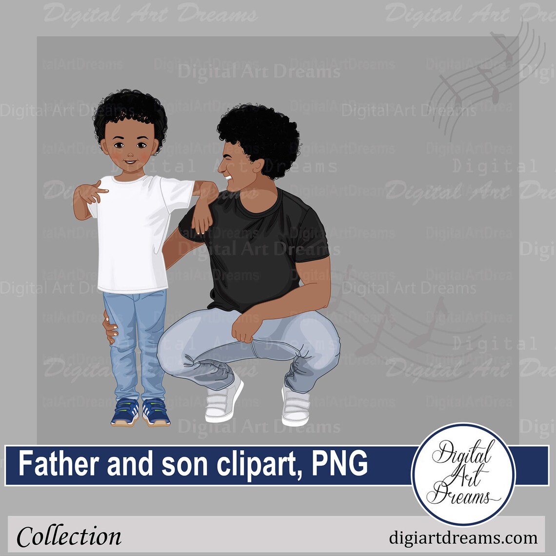 Father and Son Clipart Png Family Clipart Cute Characters - Etsy