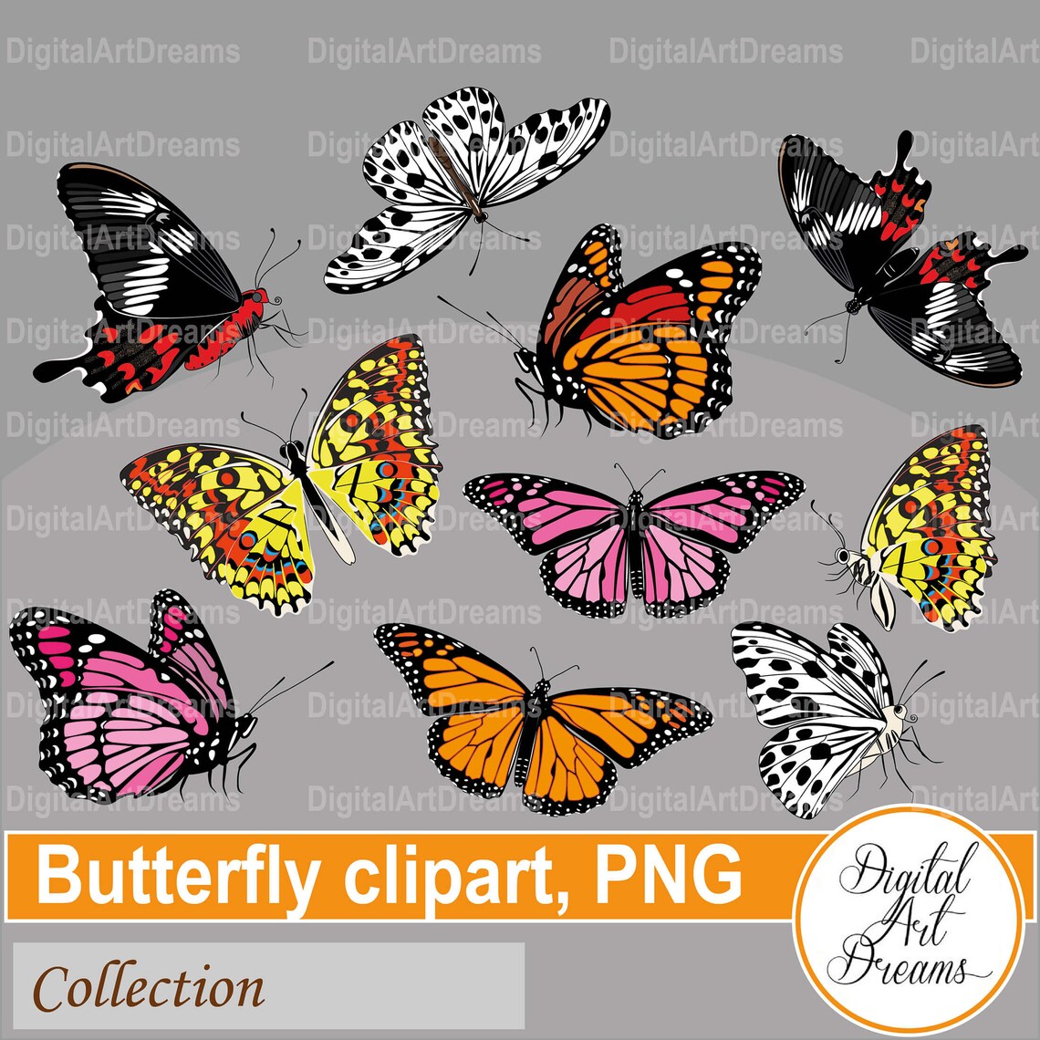 Butterfly Clipart Monarch Butterfly Clipart Cute Butterfly | Etsy