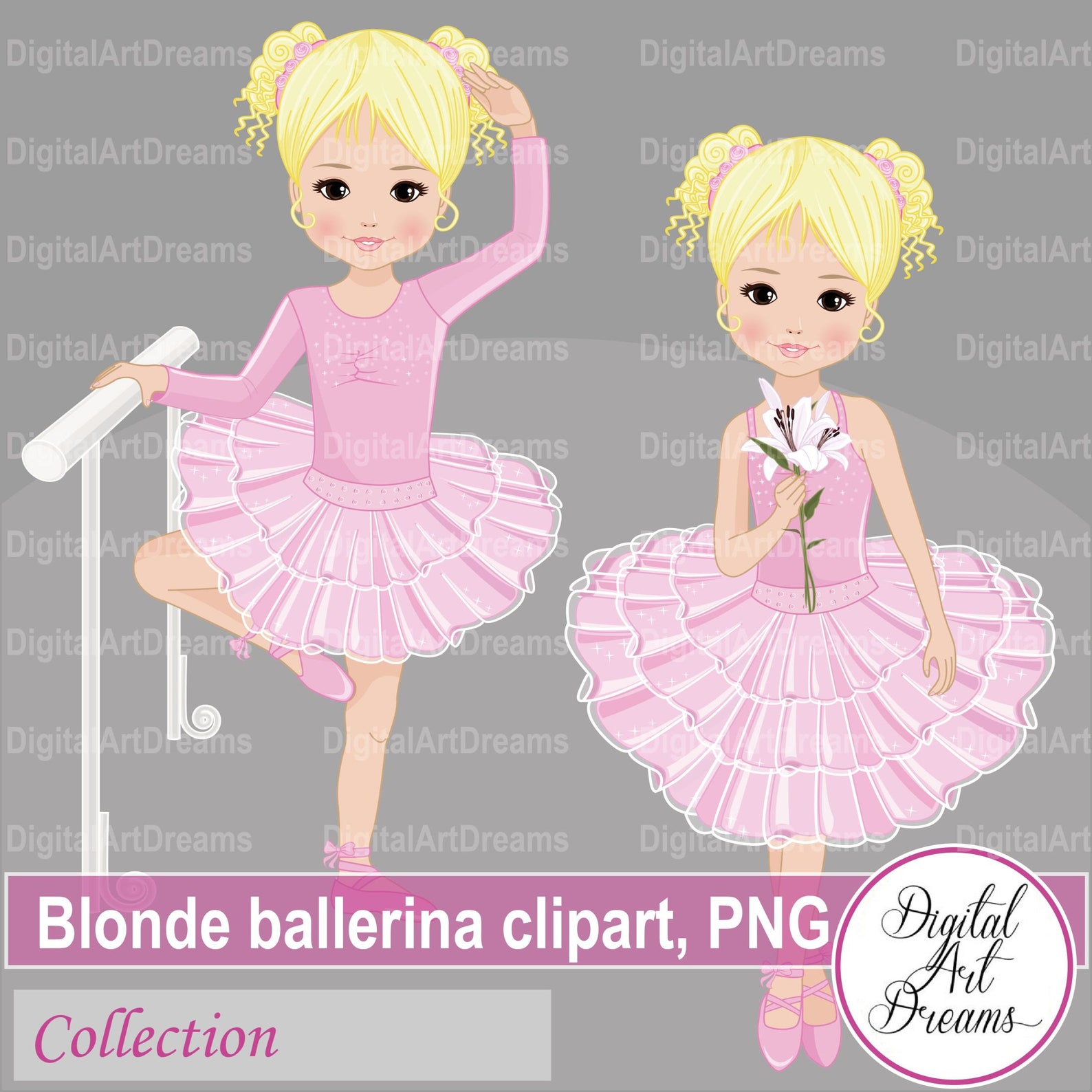 Ballerina Clip Art Dancing Little Girl Blonde Ballerinas - Etsy