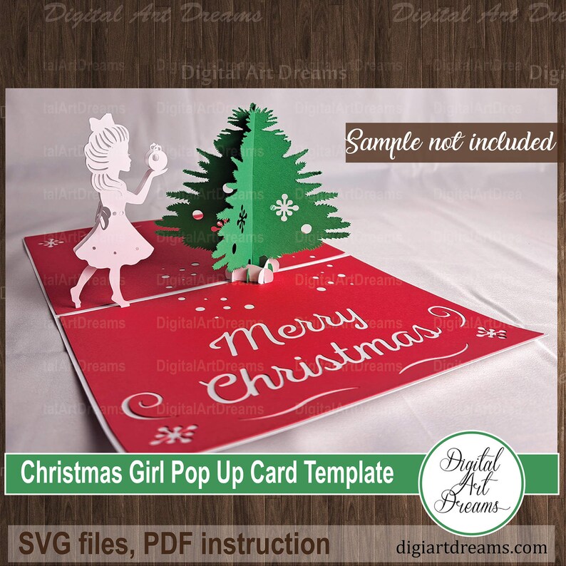 Christmas Girl Pop up Card SVG, Template Files, Christmas Pop up Cards ...