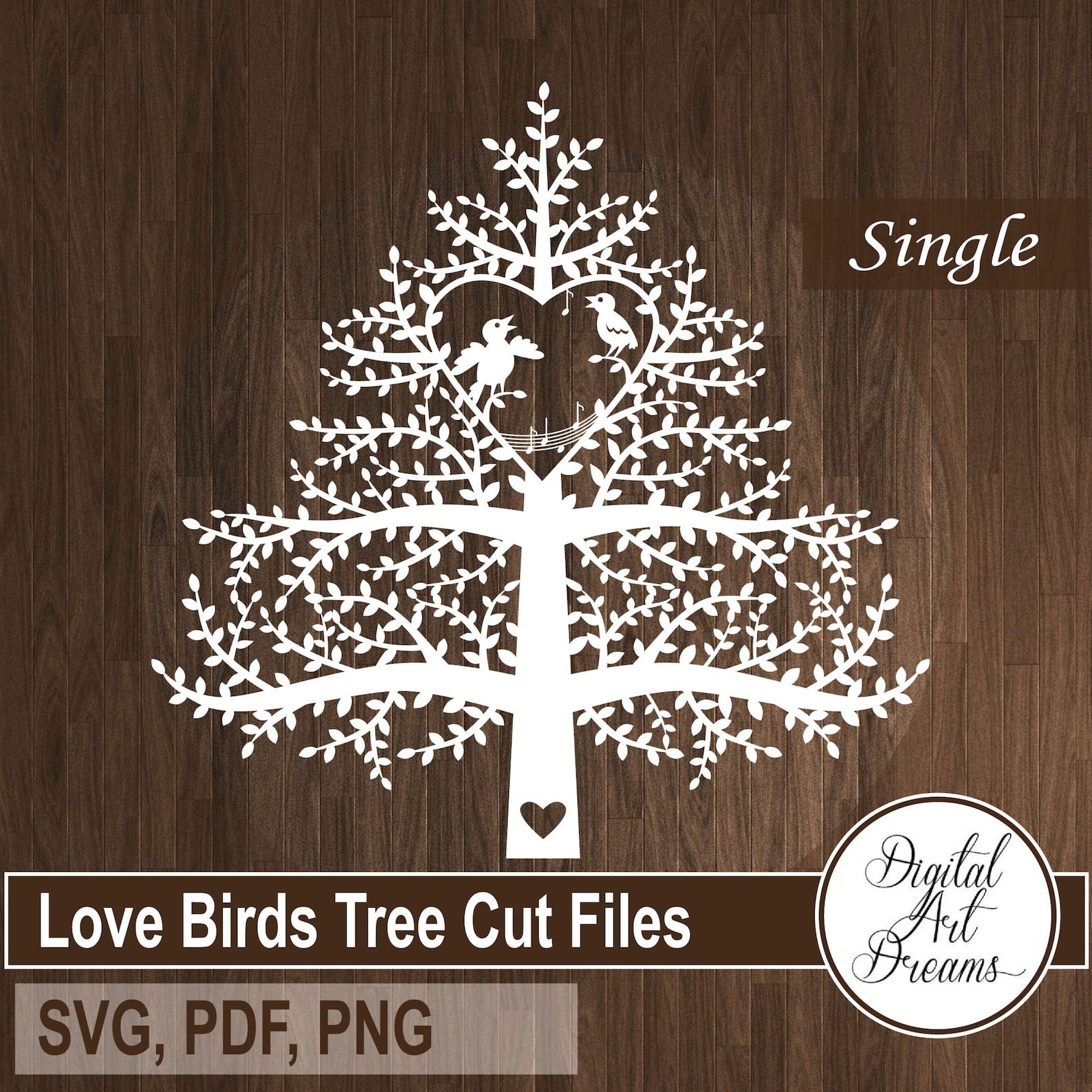 Tree SVG Cut, Papercutting Template PDF, Love Birds, Baby Papercut ...