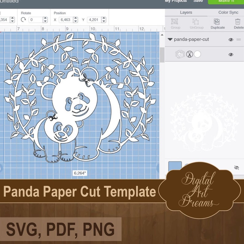 Panda SVG Cut Paper Cut Templates Panda Family PDF Cuttable - Etsy