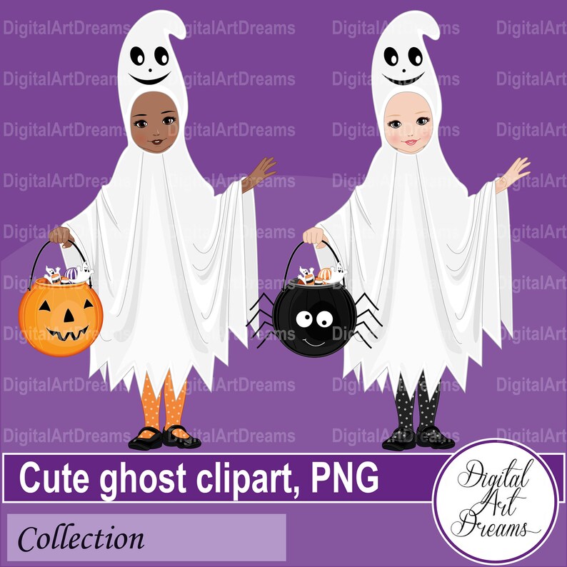 Ghost Clipart Halloween Clipart Little Girl Png Cute - Etsy