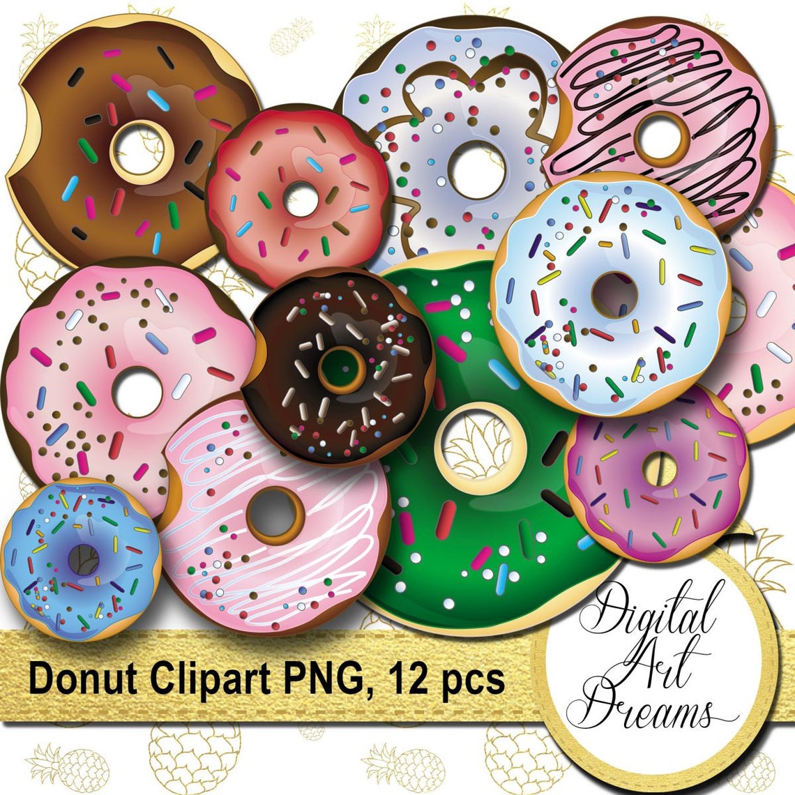 Donut Clipart Doughnut Images Donuts Clip Art PNG Chocolate - Etsy