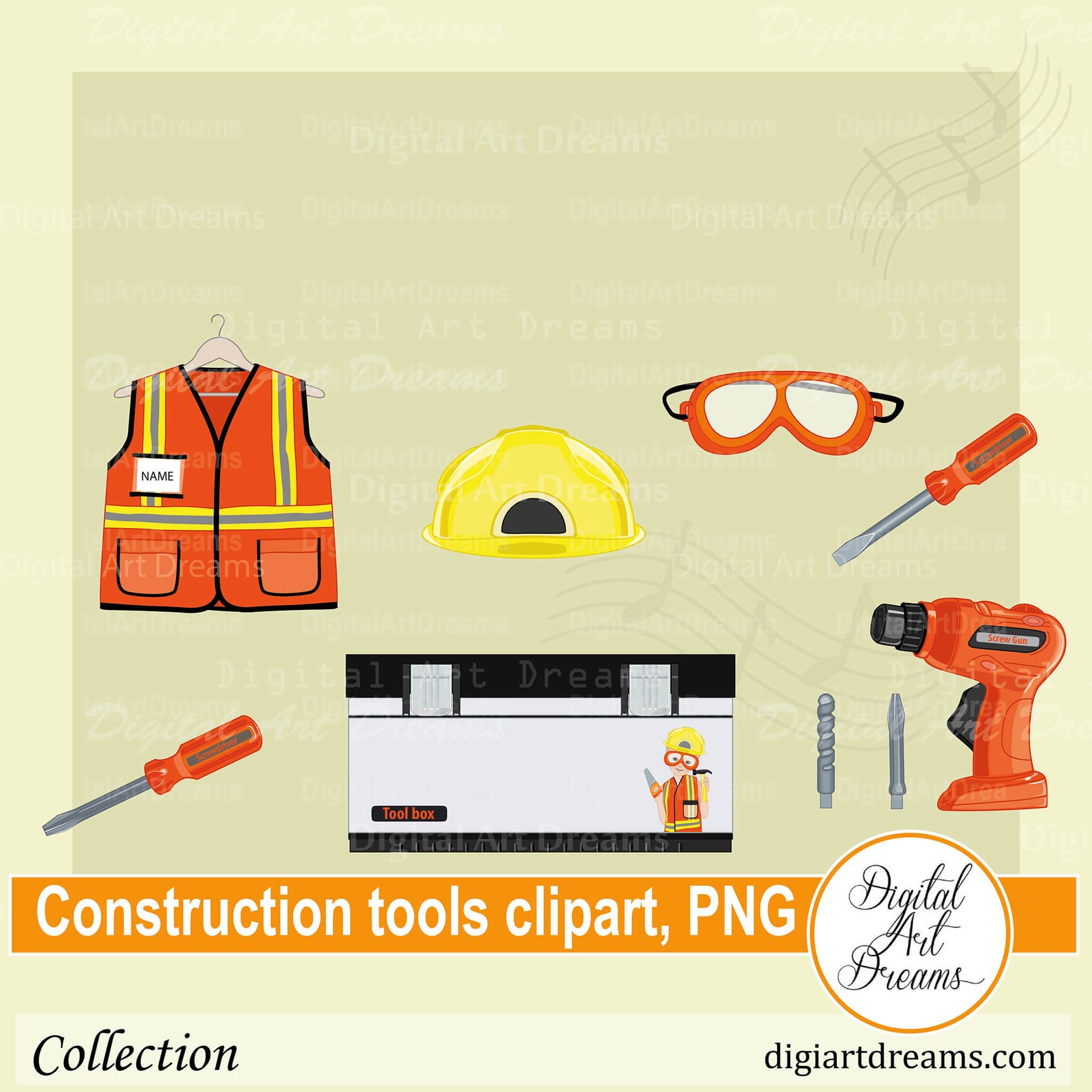 Construction tools clipart Hand tools Construction | Etsy