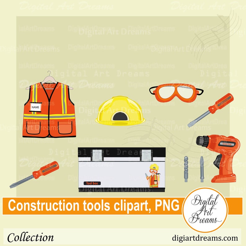 Construction Tools Clipart Hand Tools Construction | Etsy