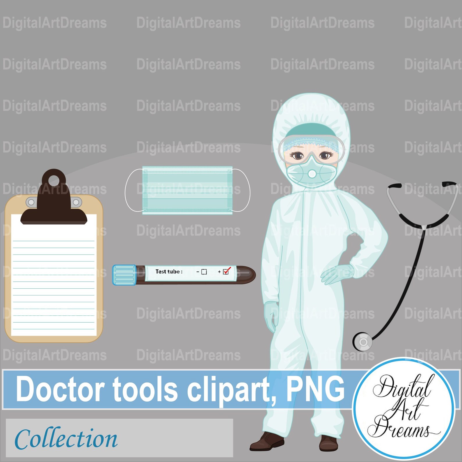 Female Doctor Clipart Medical Tools Clipart Girl Dr | Etsy