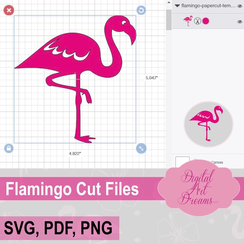 Flamingo SVG Cut Pink Flamingo PDF Cuttable Design Bird | Etsy