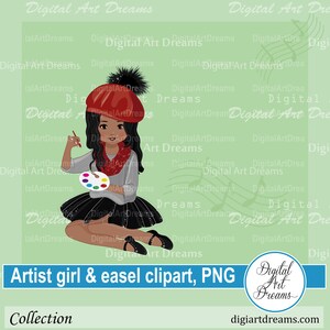 Artist Clipart - Little Girl Clipart - Painter Girl Png - Easel Clipart ...