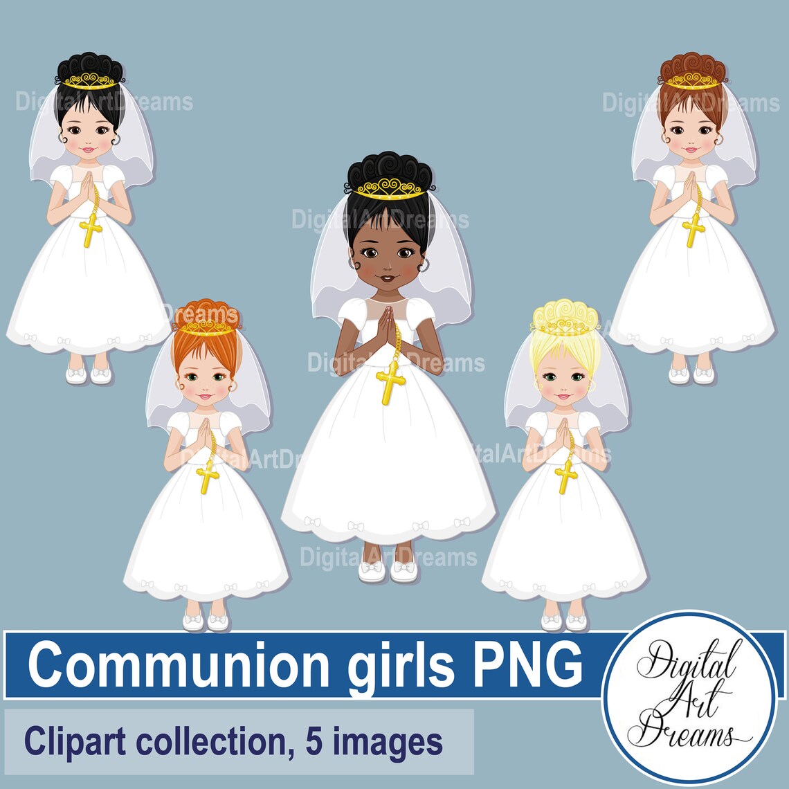 Communion Girls Clipart Communion Clip Art Little Girl - Etsy