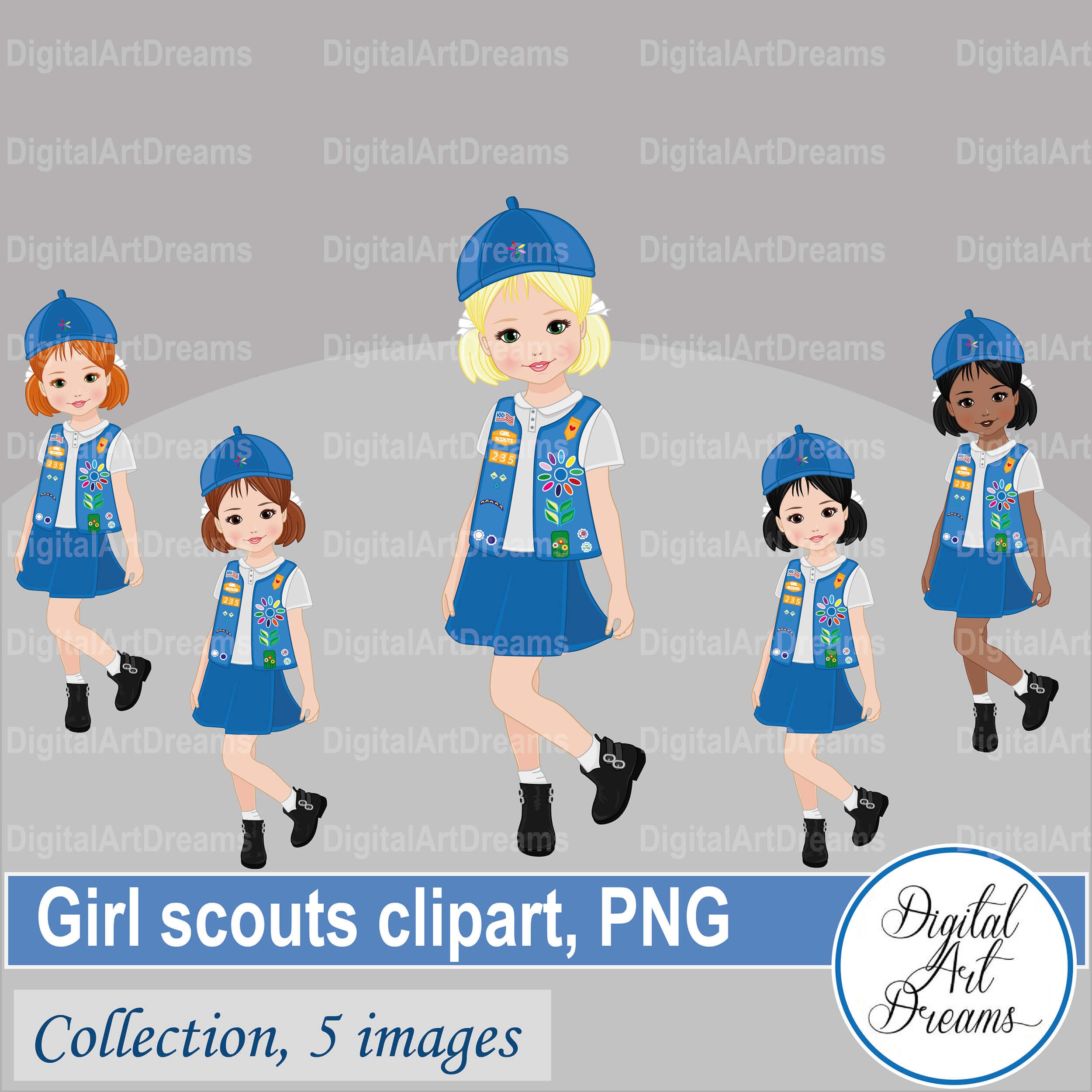 Girl Scout Clip Art Girl Scouts Daisy Little Girl Clip Art - Etsy