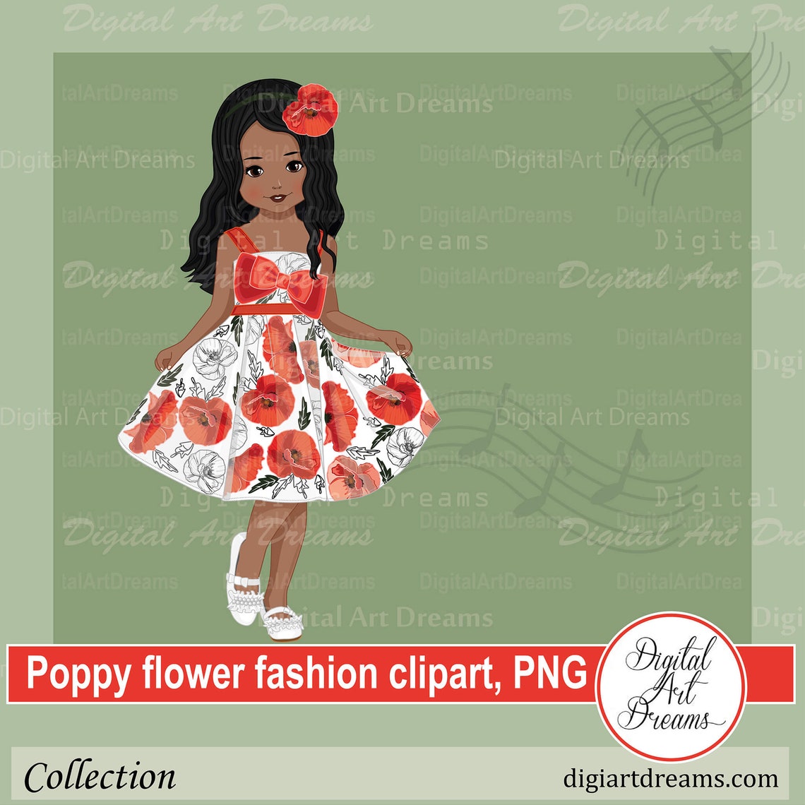 Floral Girl Png Poppy Flower Art Little Girl Clipart - Etsy