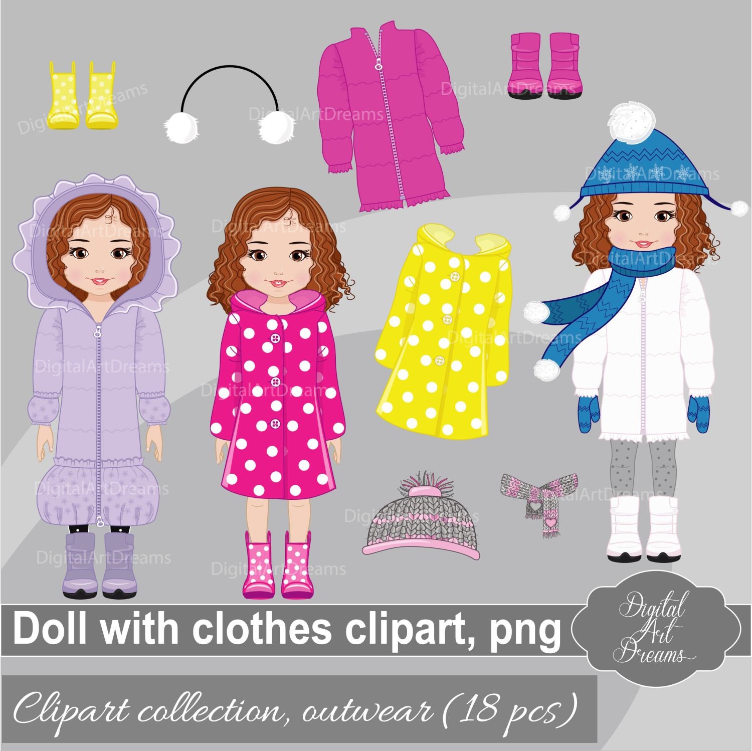 Paper Doll Clipart Little Girl Dress up Clip Art Cute - Etsy