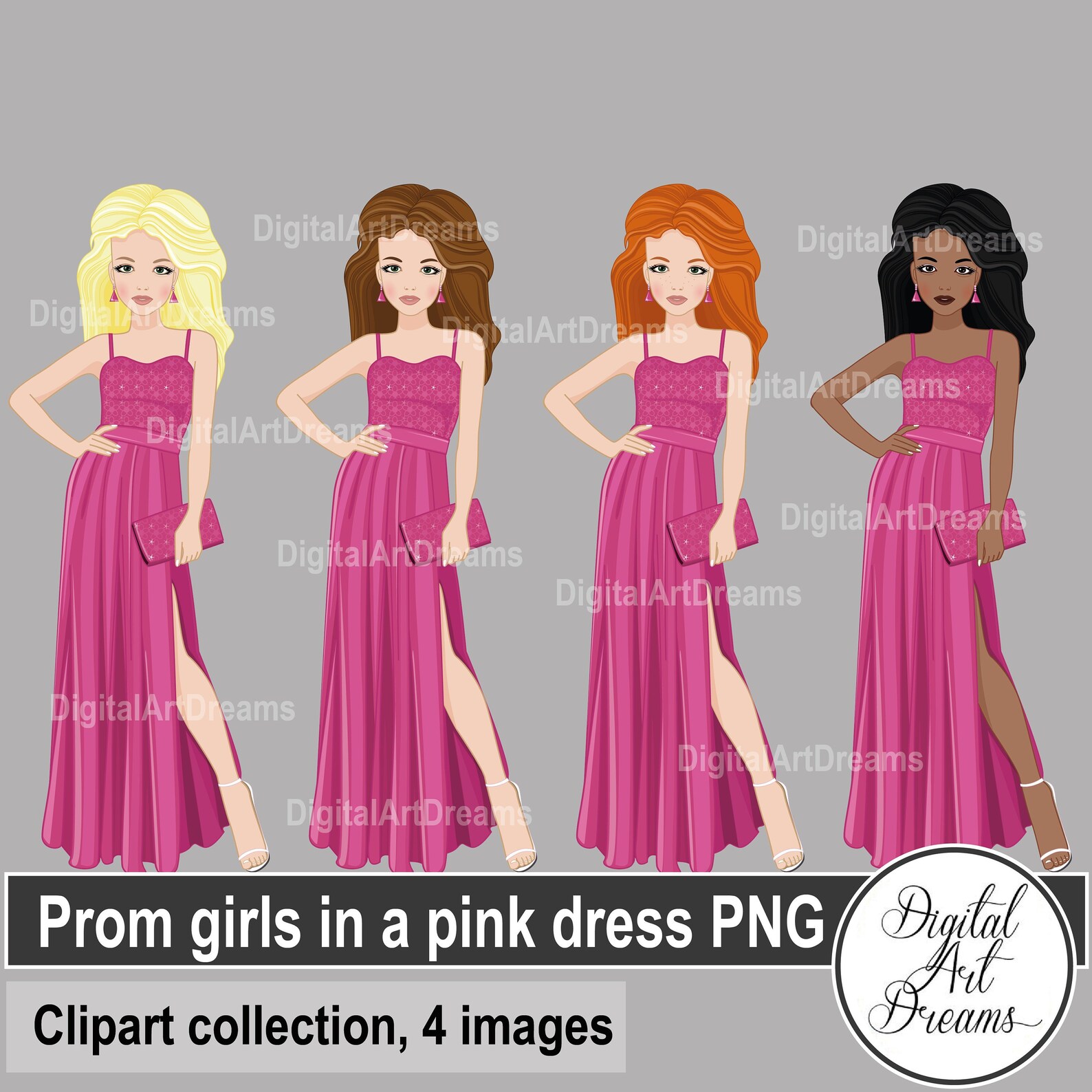Prom Clipart, Prom Girl Dresses, Woman Clip Art, Pink Dress, Female ...