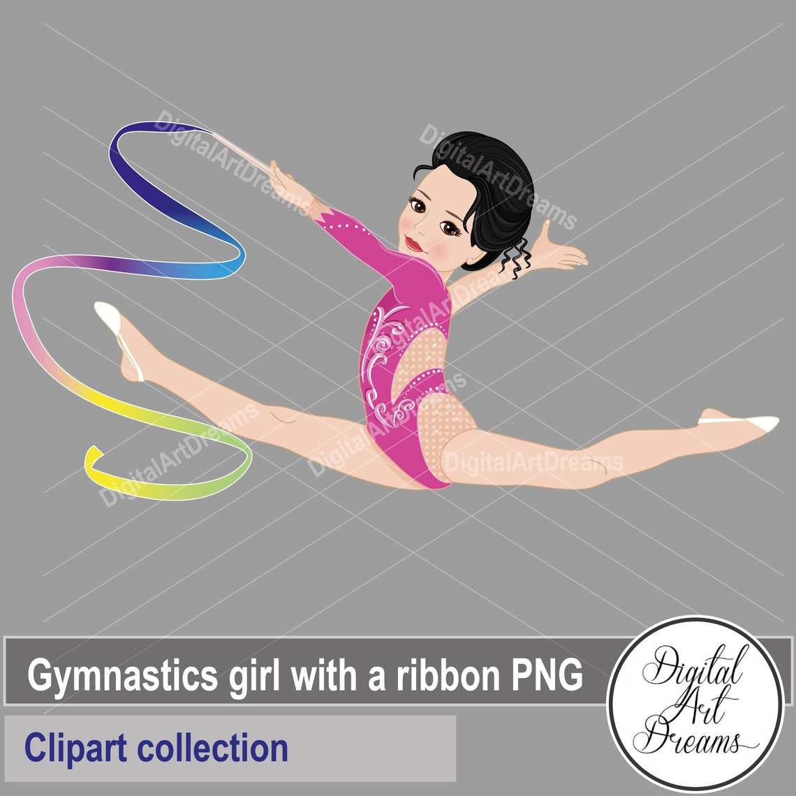 Rhythmic Gymnastics Clip Art Gymnastics With Ribbon Little - Etsy