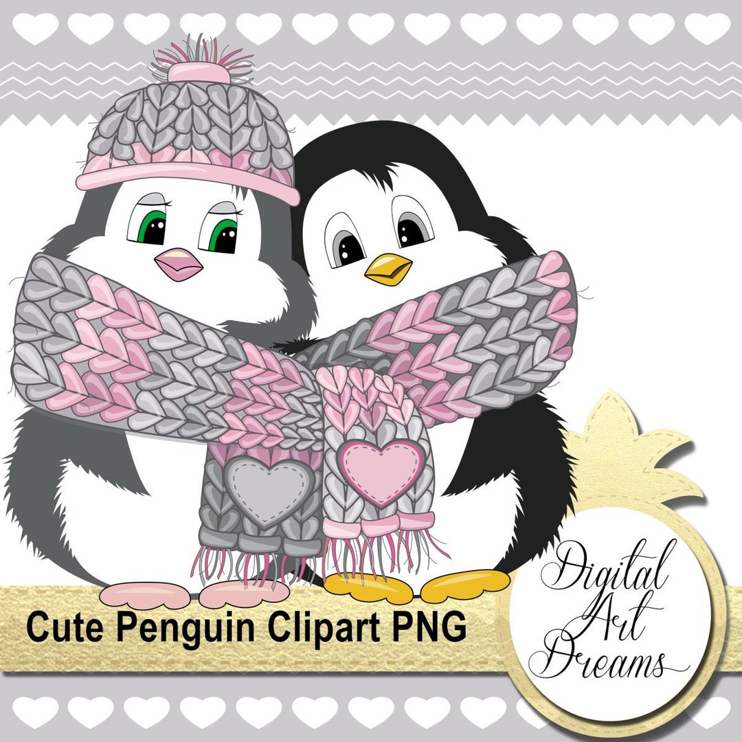 Penguin Clipart - Love Clip Art - Valentines Clipart - Scrapbook Paper ...