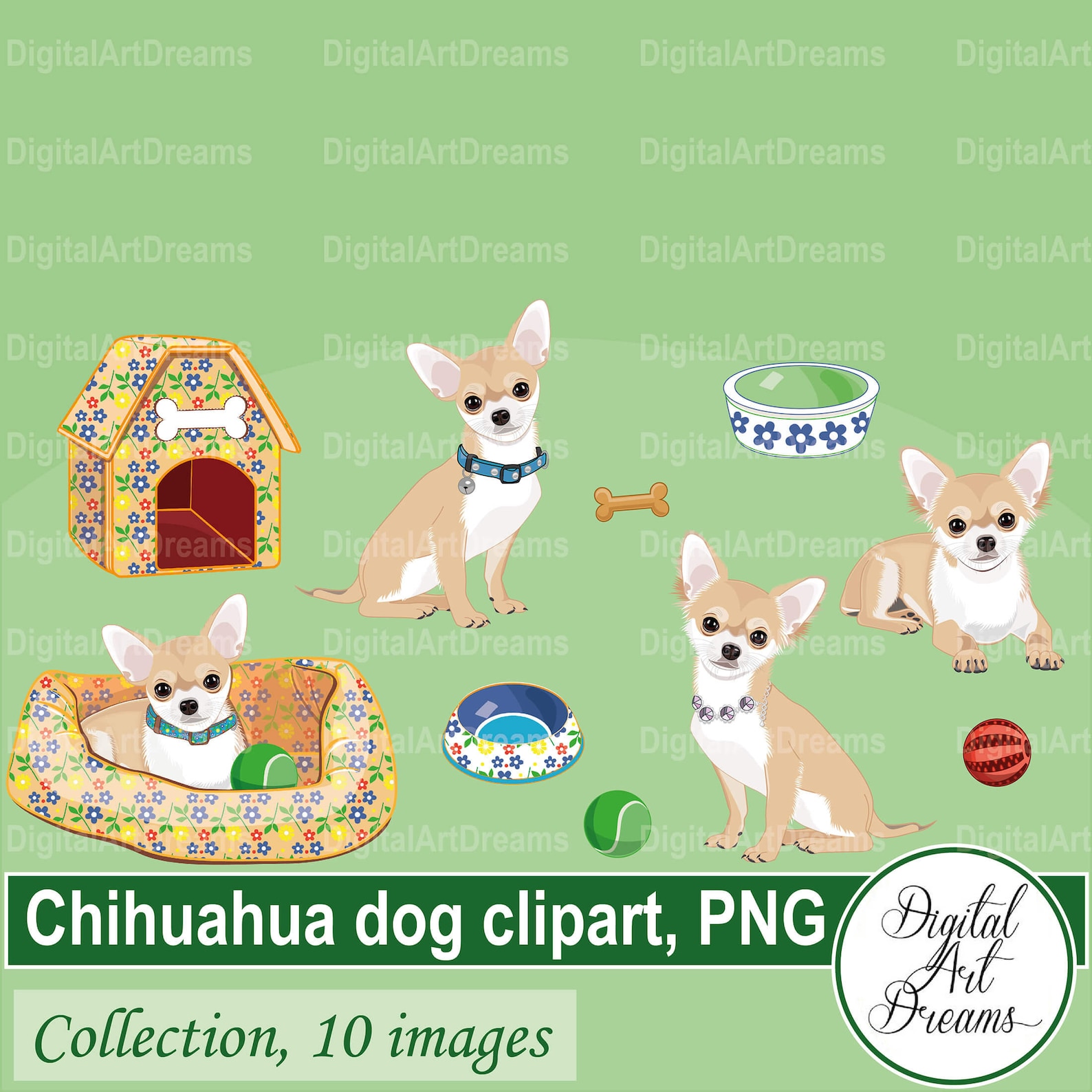 Chihuahua Clipart Dog Clipart Digital Artwork Printable Images ...