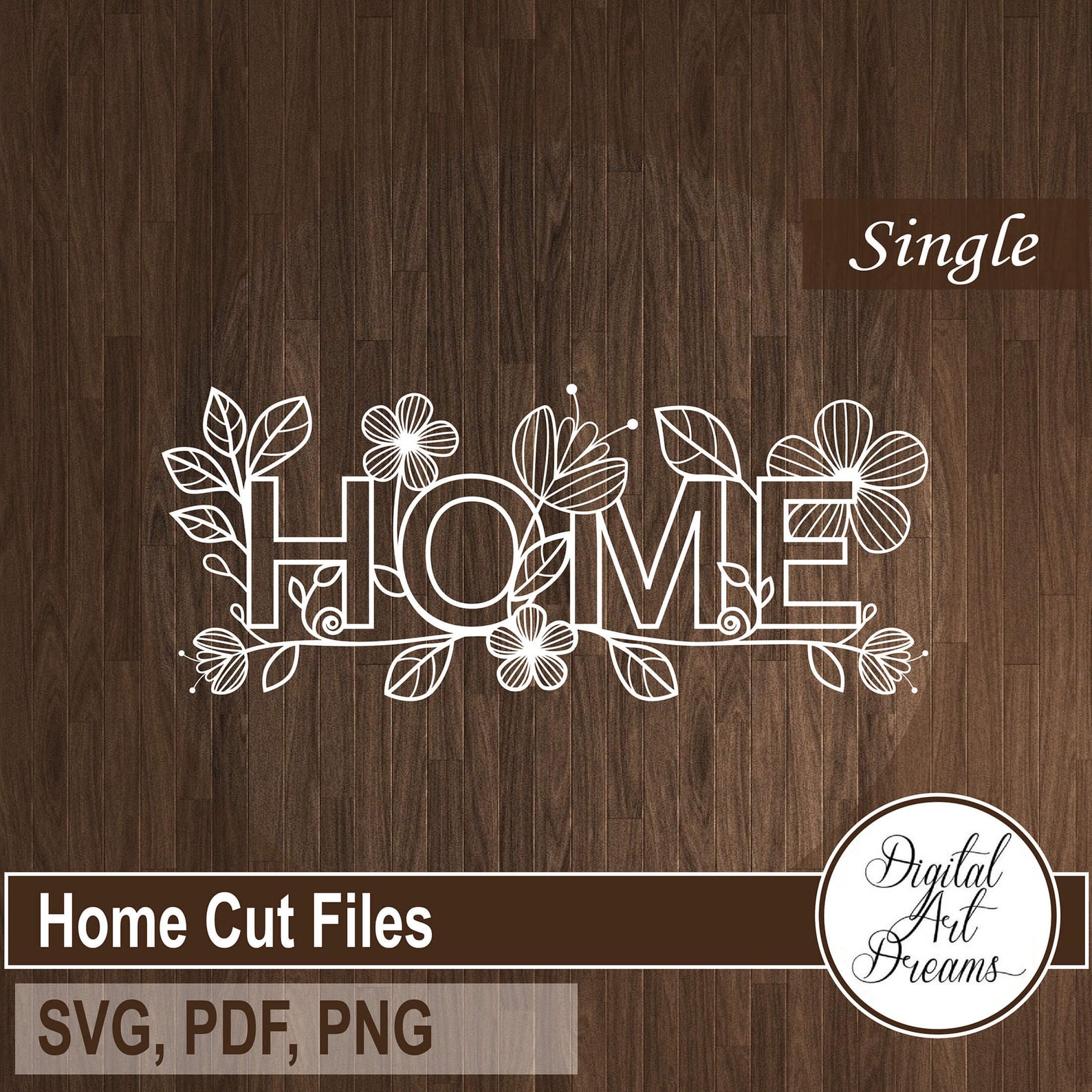 Home Word SVG File Floral Title Stay Home SVG for Cricut - Etsy