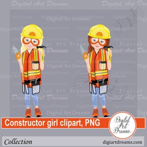 Little Constructor Girl Clipart - Construction Worker - Professions ...