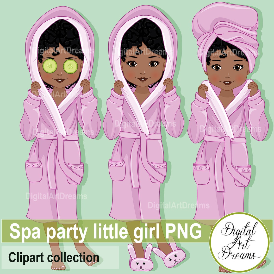 Spa Party Clipart African-american Clip Art Little Girls | Etsy
