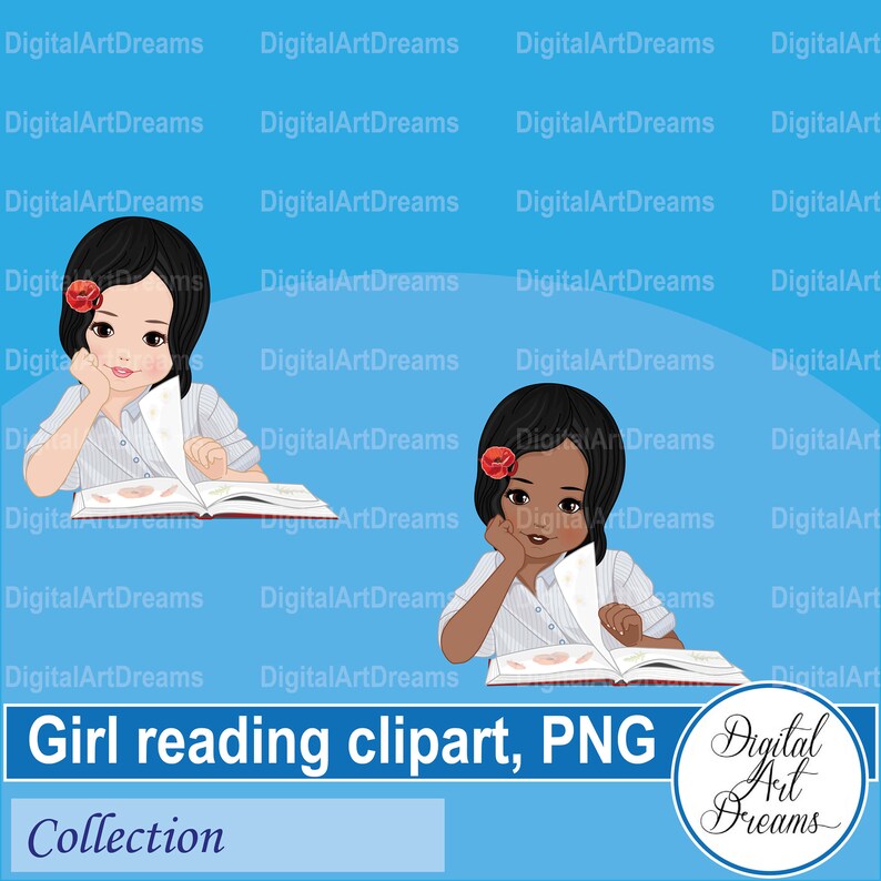 Girl Reading Clipart Book Clipart School Clipart Girl - Etsy Canada