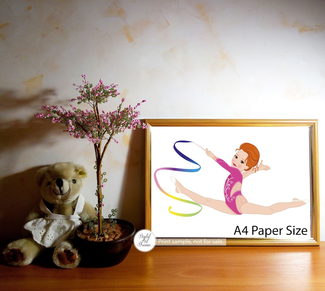 Rhythmic Gymnastics Clip Art Gymnastics With Ribbon Little - Etsy