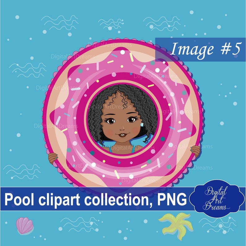Donut Pool Float Clipart Little Girls Graphics Cute - Etsy