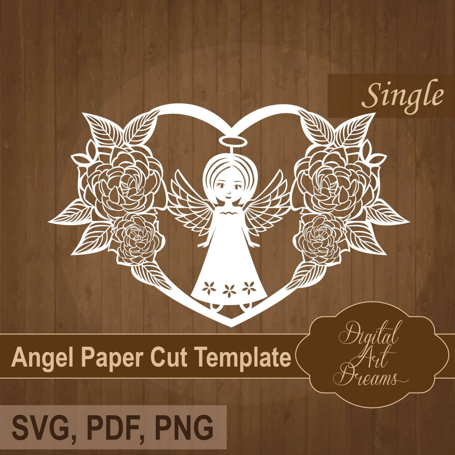 Floral Angel SVG Christmas Paper Cut Template Cute Baby | Etsy