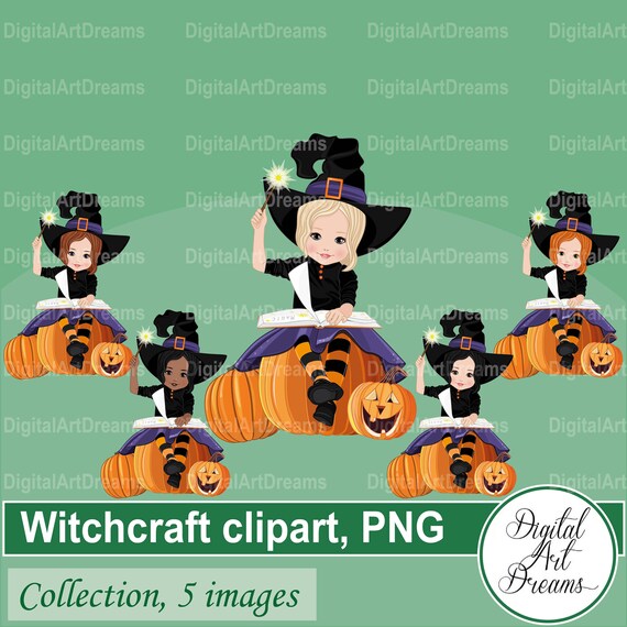 Witchcraft Clipart Witch Png Halloween Clipart Cute - Etsy