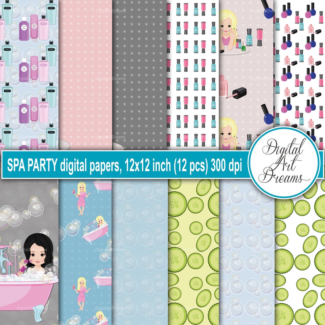 Spa Digital Papers, Digital Scrapbooking Paper, Invitations Background ...