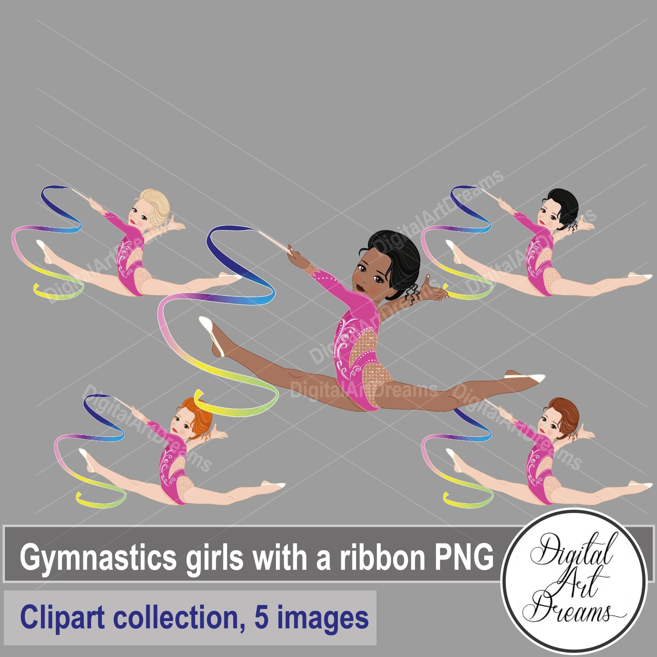 Rhythmic Gymnastics Clip Art Gymnastics With Ribbon Little - Etsy