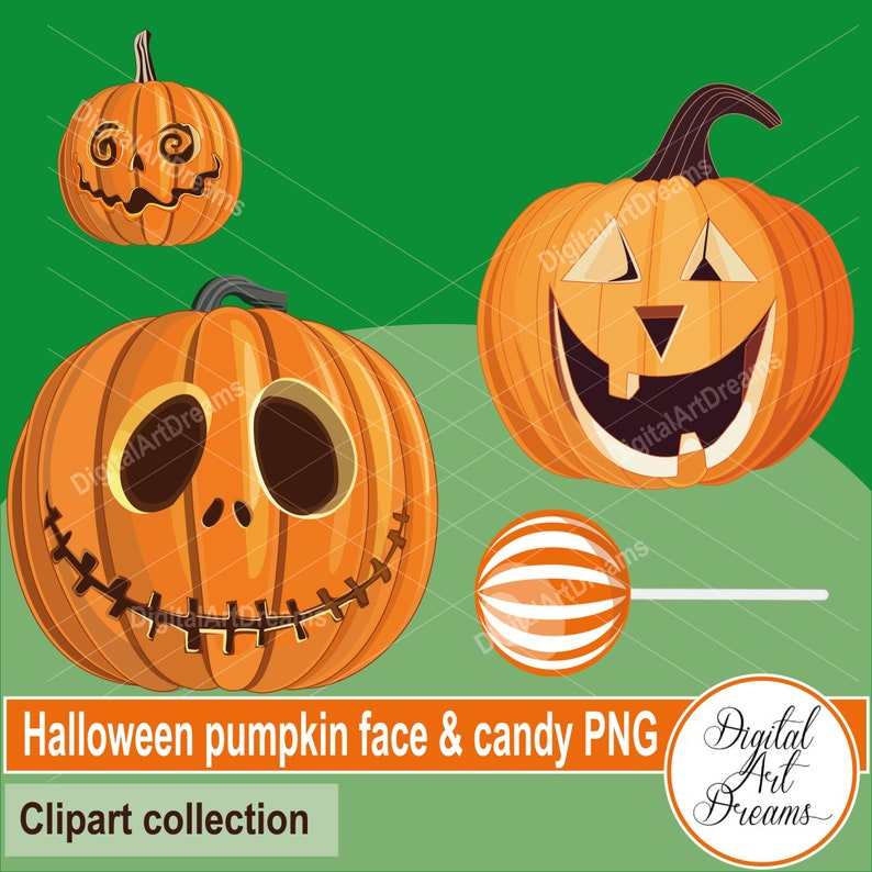 Halloween Pumpkin Face Clipart Jack O'lantern Clip Art - Etsy
