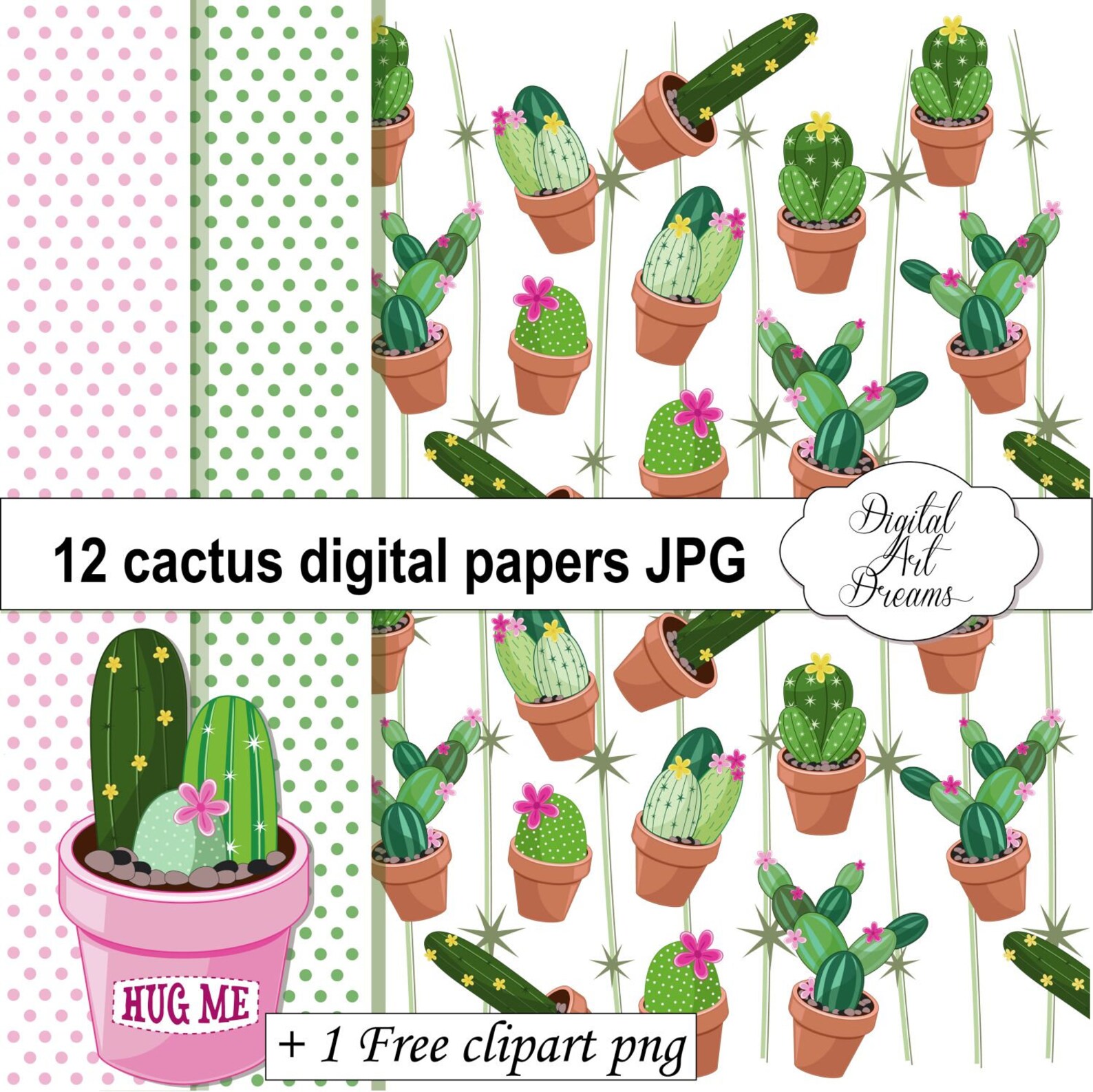Cactus Background Cactus Digital Paper Cute Cactus - Etsy Australia