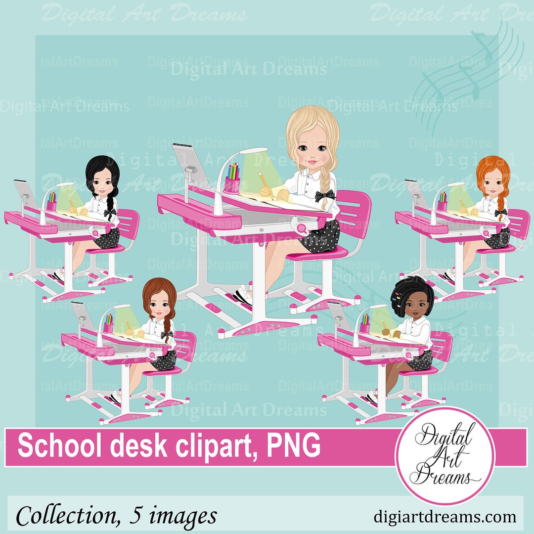 School Clipart - Desk Clipart - Little Girl Clipart - Png Images ...
