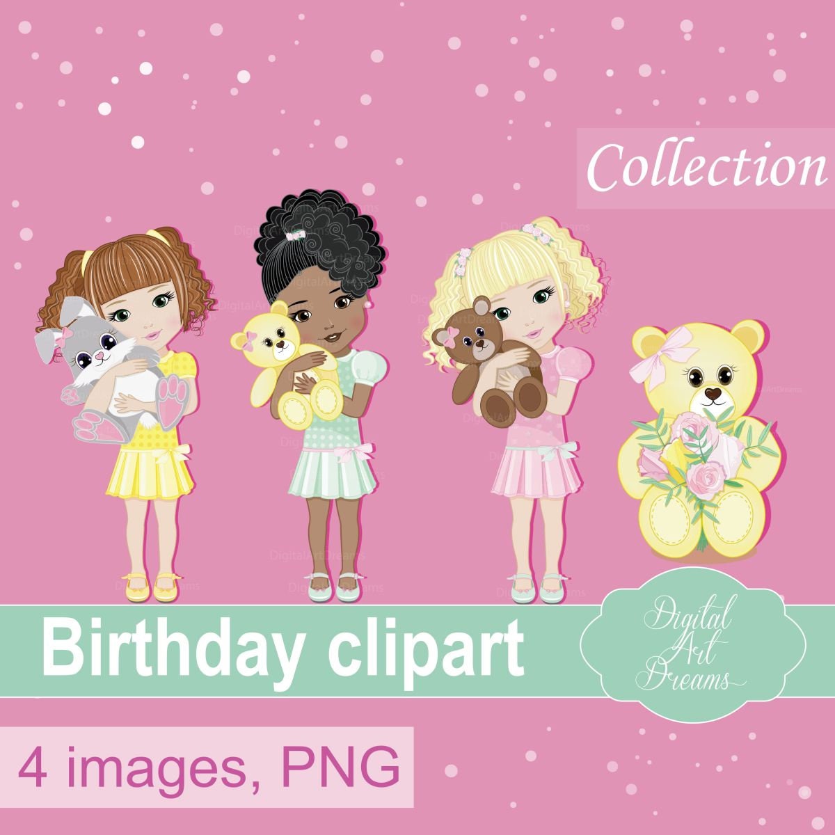 Birthday girl clipart Birthday clipart Birthday flowers | Etsy