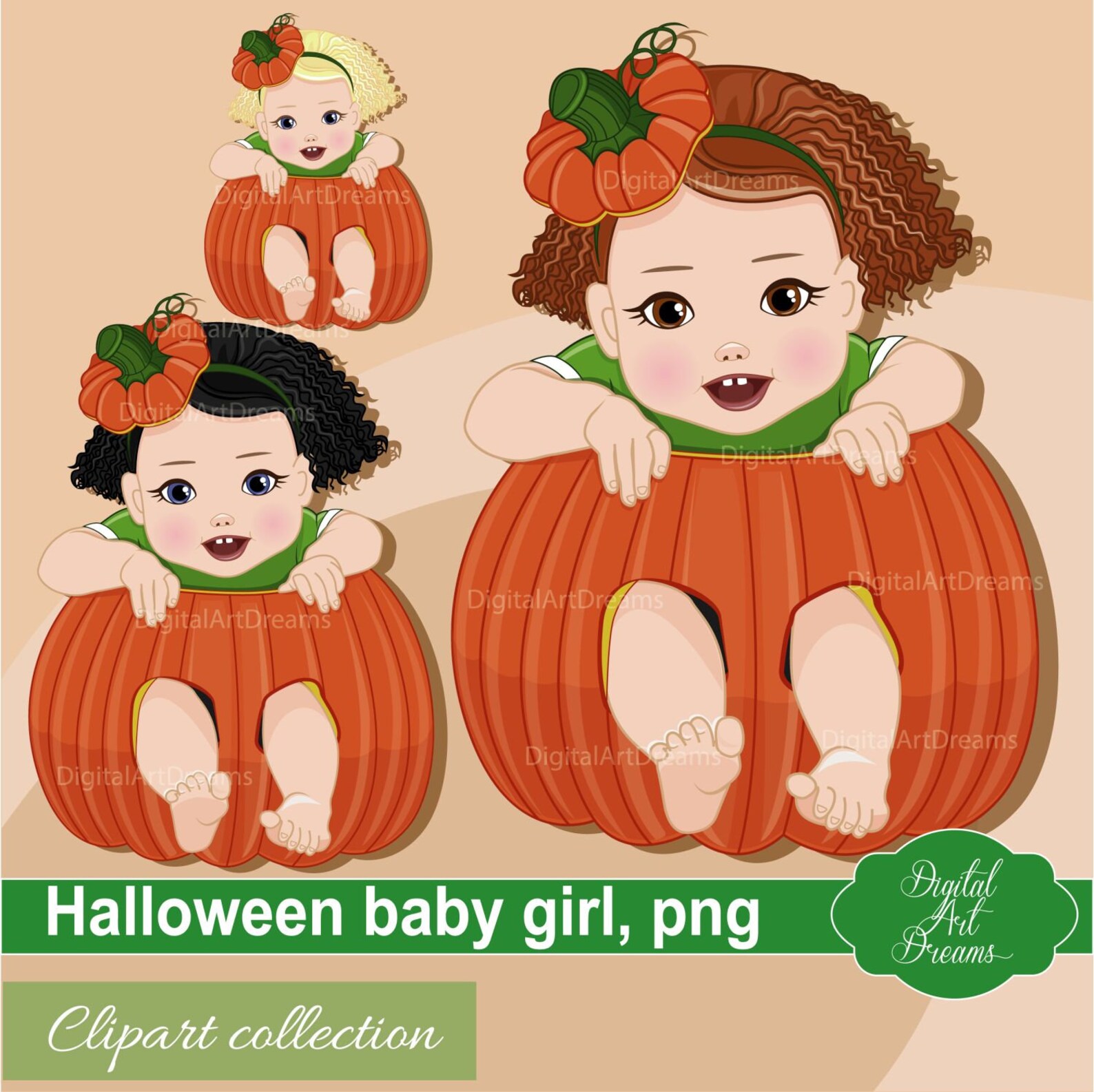 Halloween Baby Clipart Pumpkin Clipart Cute Little Pumpkin | Etsy