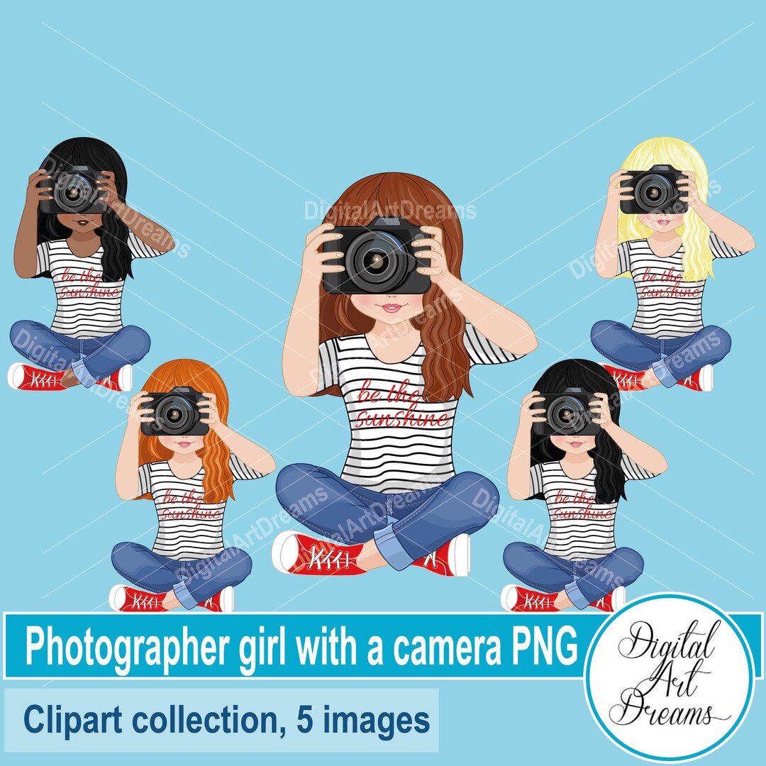 Photography Clipart - Cute Camera Clipart - Girl Clipart - Photographer ...