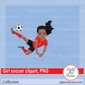 Soccer Clipart - Girl Player - Football Clipart Png - Soccer Ball - Red ...