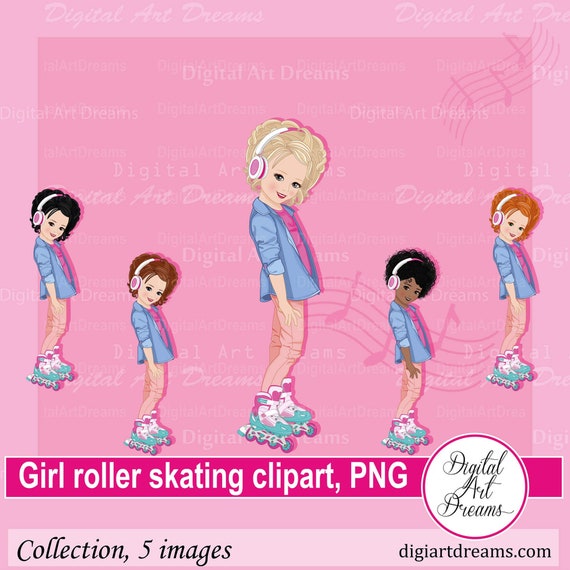 Girl Roller Skating Clipart Little Girl Png Roller Skates - Etsy