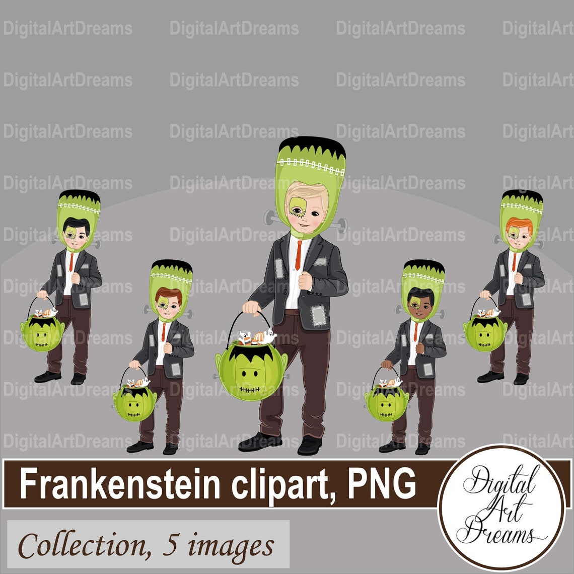 Frankenstein Clipart Halloween Clipart Little Boy Png - Etsy