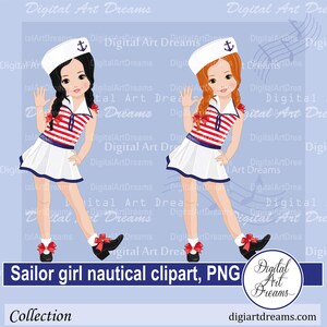 Nautical Clipart - Sailor Girl Clipart - Nautical Girl Clipart ...