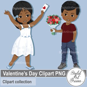 Valentine's Day Clipart, Little Girl Clip Art, Boy Graphics, African ...