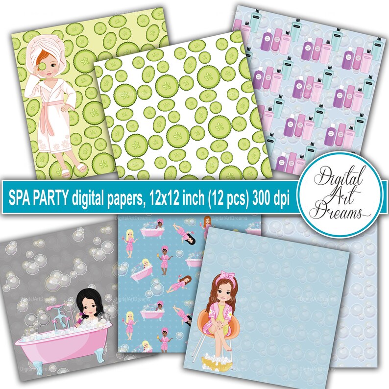 Spa Digital Papers Digital Scrapbooking Paper Invitations | Etsy